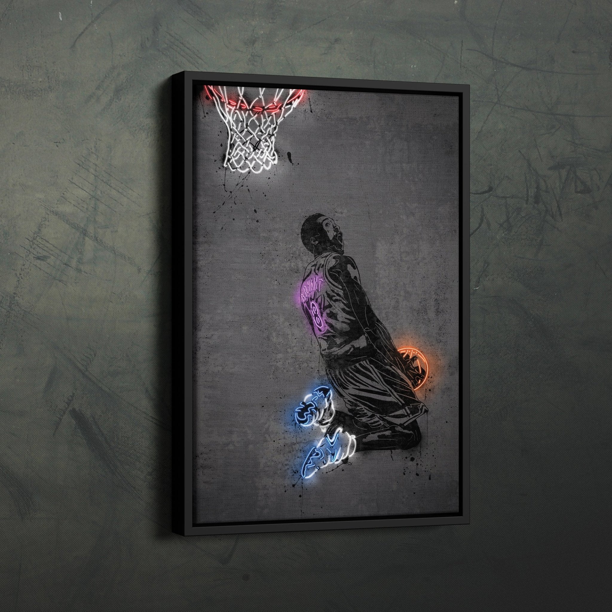 Kobe Bryant Neon Canvas Art | Modern Wall Decor for Lakers Fans ...