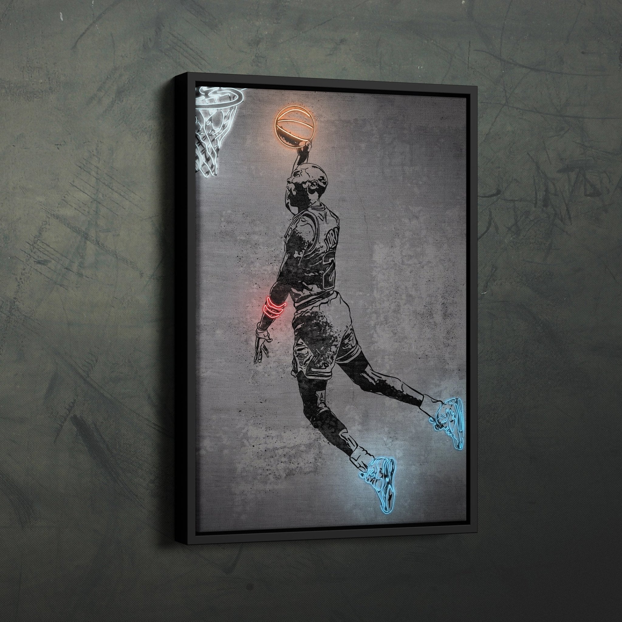 Michael Jordan Neon Canvas Art | Modern Wall Decor for Bulls Fans ...